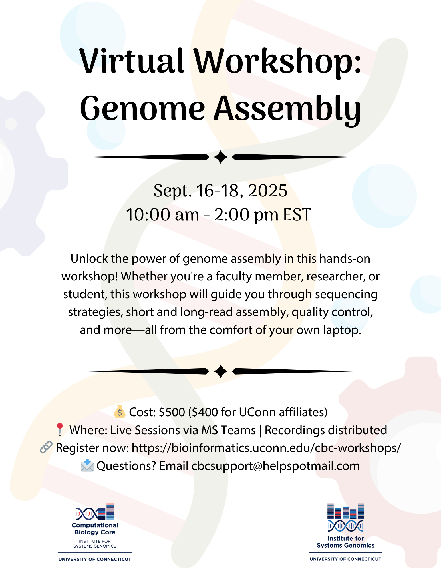 Register Now: Virtual Genome Assembly Workshop | Computational Biology Core