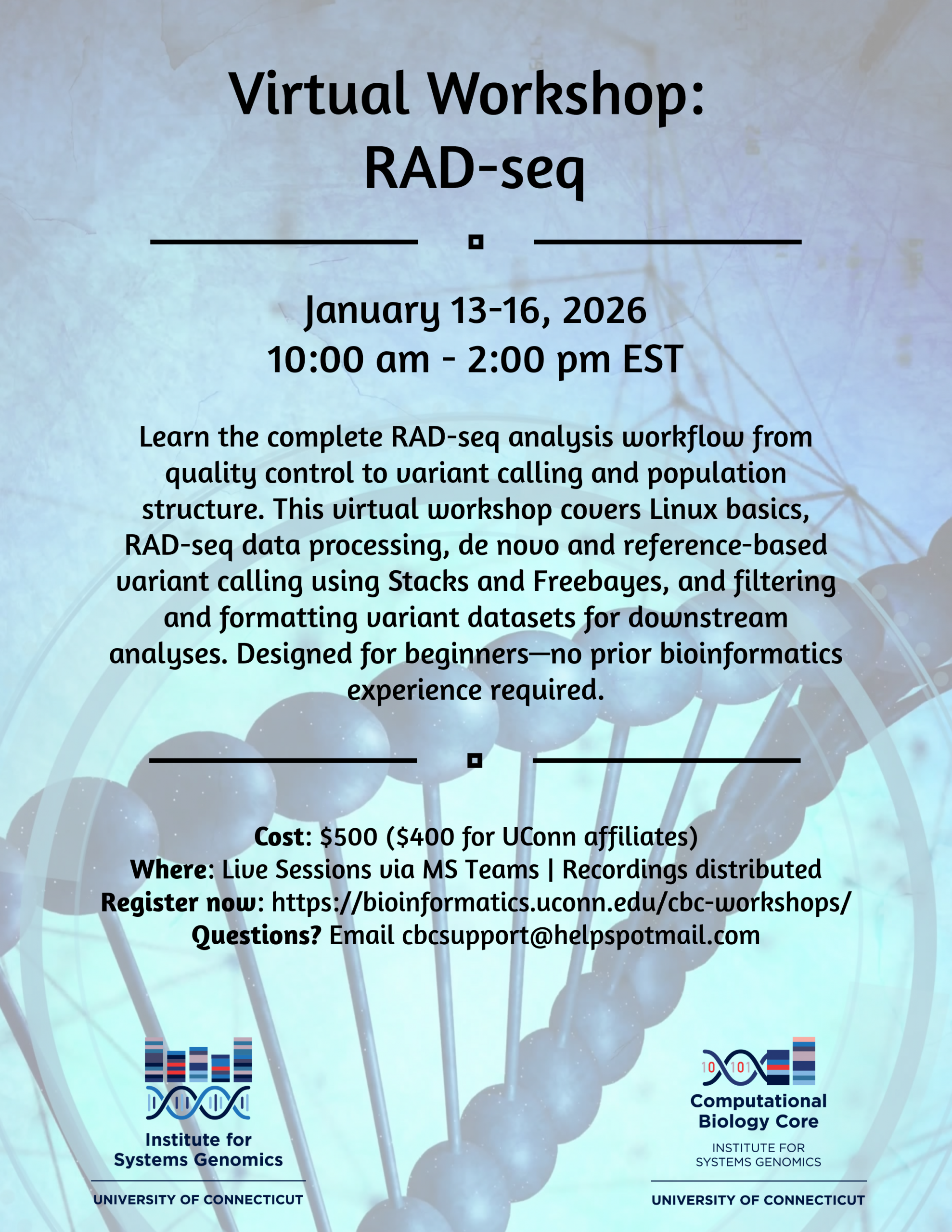 Register Now: Virtual RAD-seq Workshop | Computational Biology Core